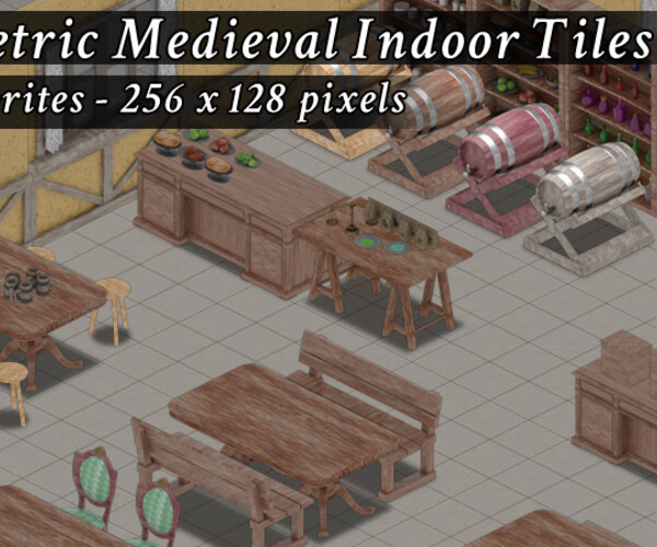 ArtStation - Isometric Medieval Indoor Tiles | Game Assets