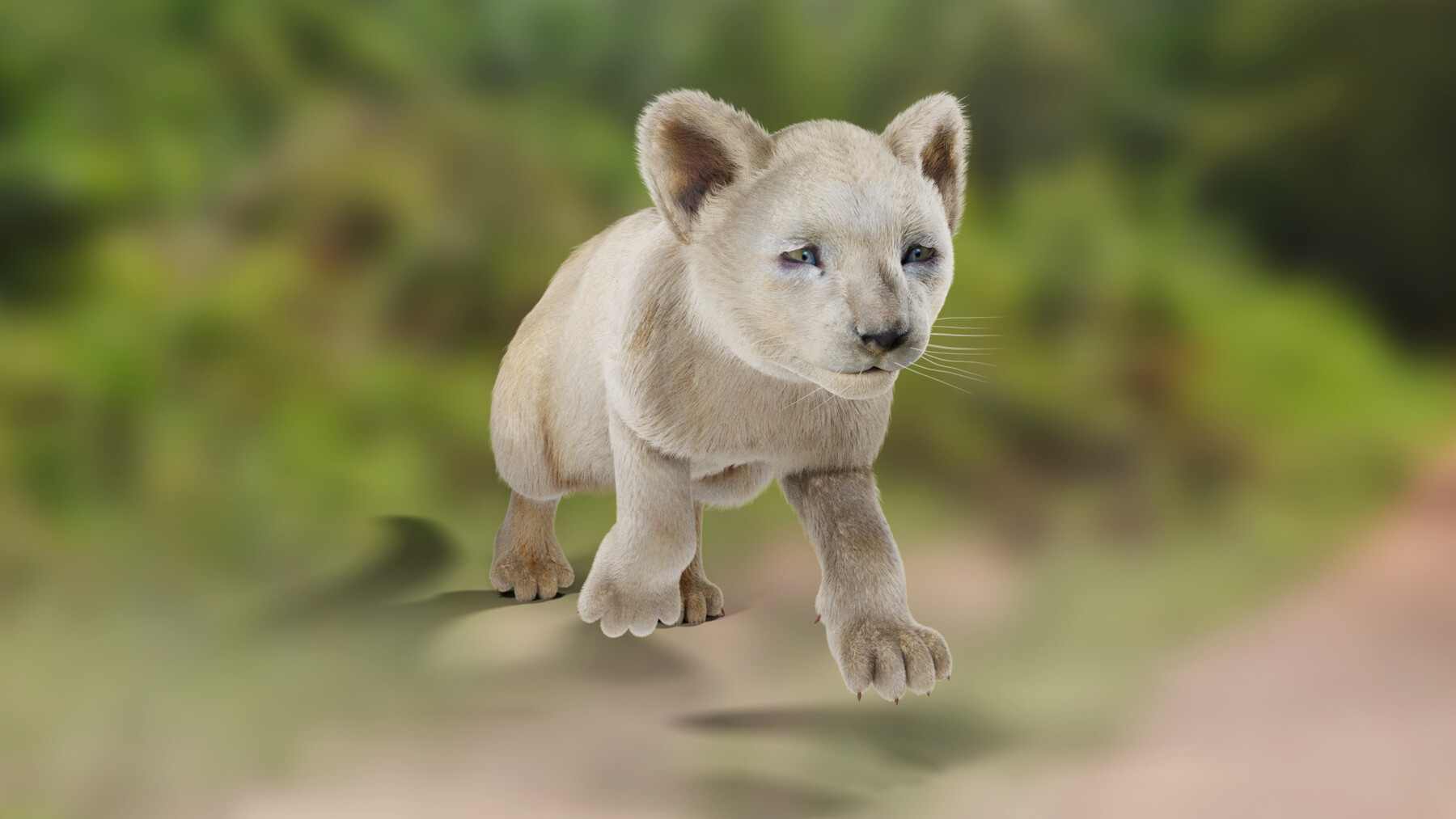 ArtStation - Fur White Lion Cub Rigged and Animated in Blender | Game Assets