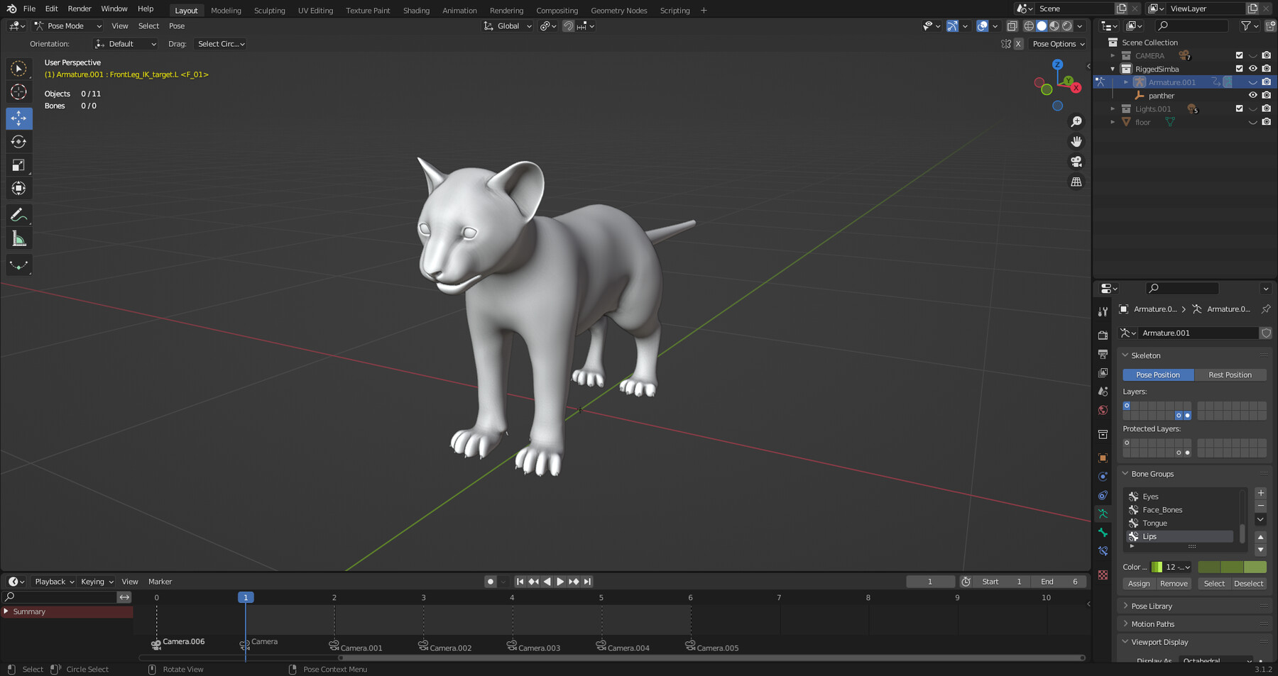ArtStation - Fur White Lion Cub Rigged and Animated in Blender | Game Assets