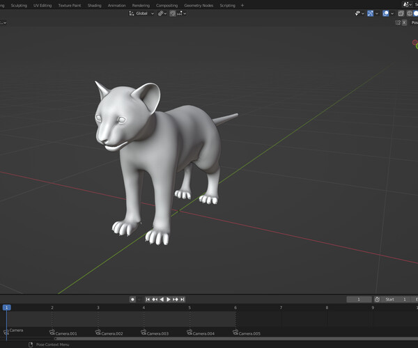 ArtStation - Fur White Lion Cub Rigged and Animated in Blender | Game Assets