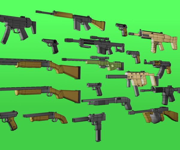ArtStation - LowLY Poly - 19 Cartoon Guns | Game Assets