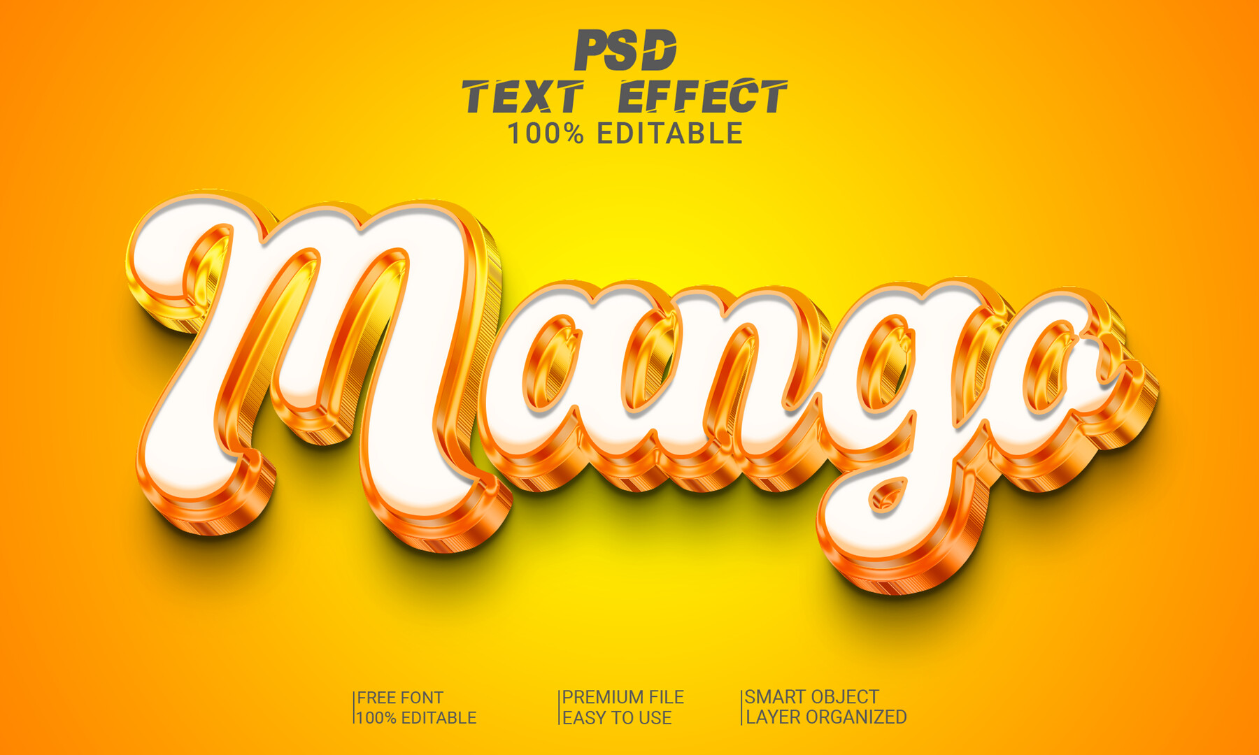 ArtStation - 3D Mango. PSD fully editable text effect. Layer style PSD mockup template. | Artworks