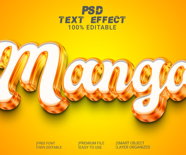 ArtStation - 3D Mango. PSD fully editable text effect. Layer style PSD ...