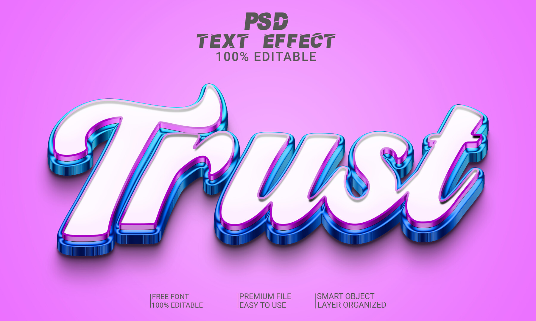 ArtStation - 3D Trust. PSD fully editable text effect. Layer style PSD mockup template. | Artworks