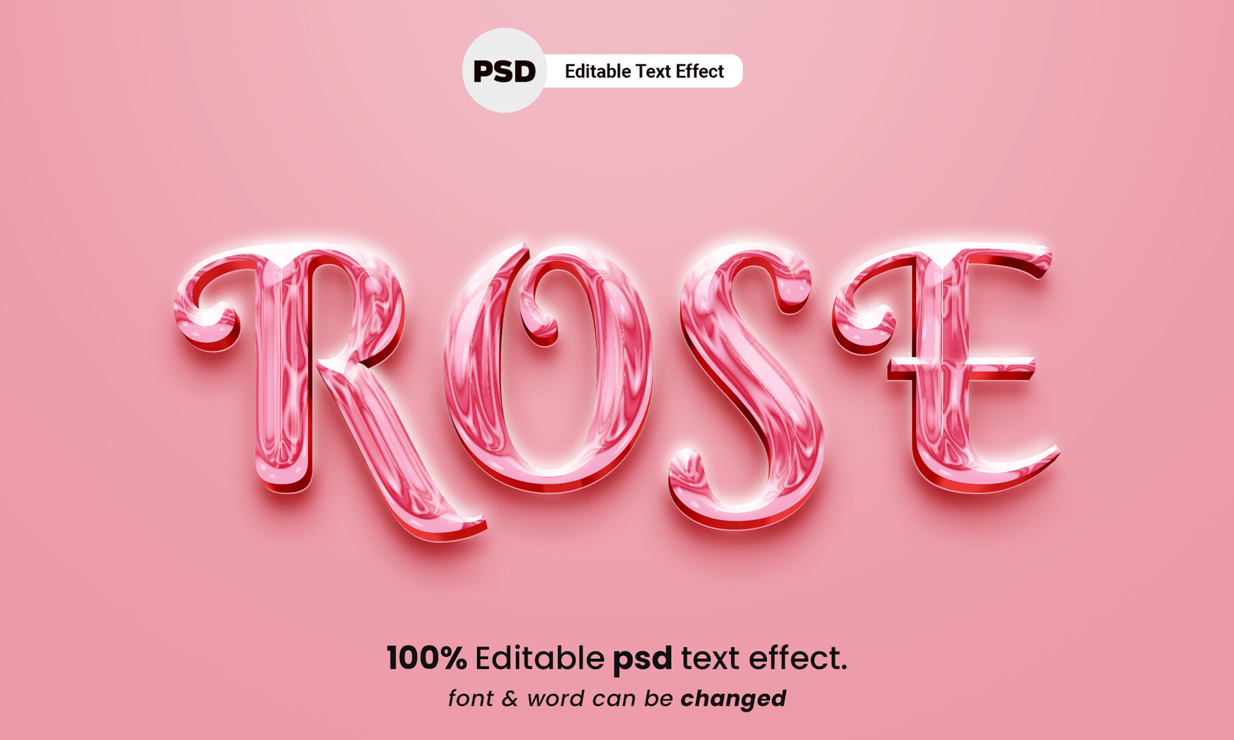 ArtStation - 3D Rose. PSD fully editable text effect. Layer style PSD ...