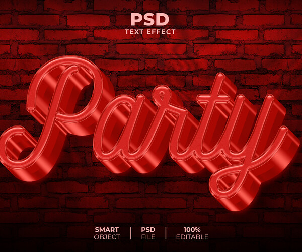 ArtStation - 3D Party. PSD fully editable text effect. Layer style PSD ...