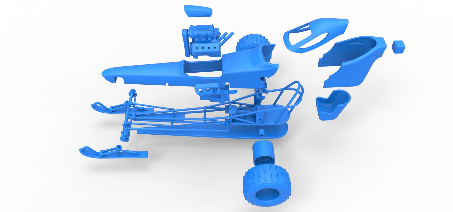 ArtStation - 3D printable Diecast Front engine old school snow dragster ...