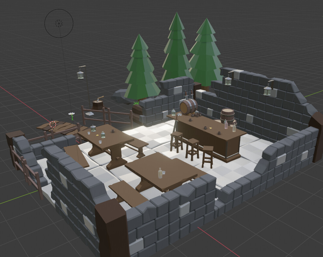 ArtStation - Low poly bar in the ruined house | Resources