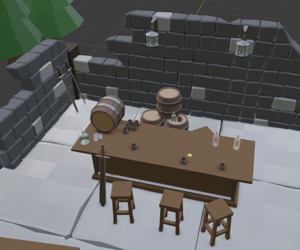 ArtStation - Low poly bar in the ruined house | Resources