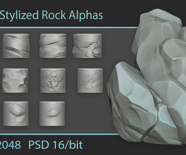 ArtStation - Stylized Rock Alphas | Brushes