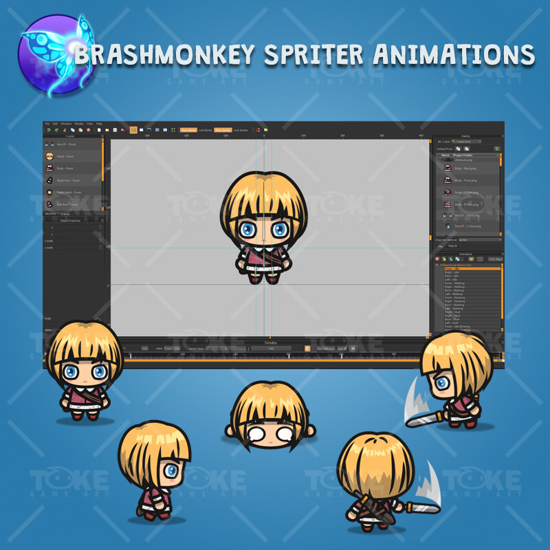 ArtStation - 4 Directional Warrior Girl | Game Assets