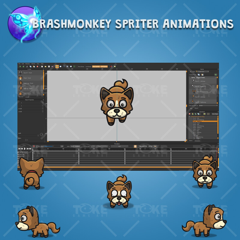 ArtStation - 4 Directional Brown Dog | Game Assets