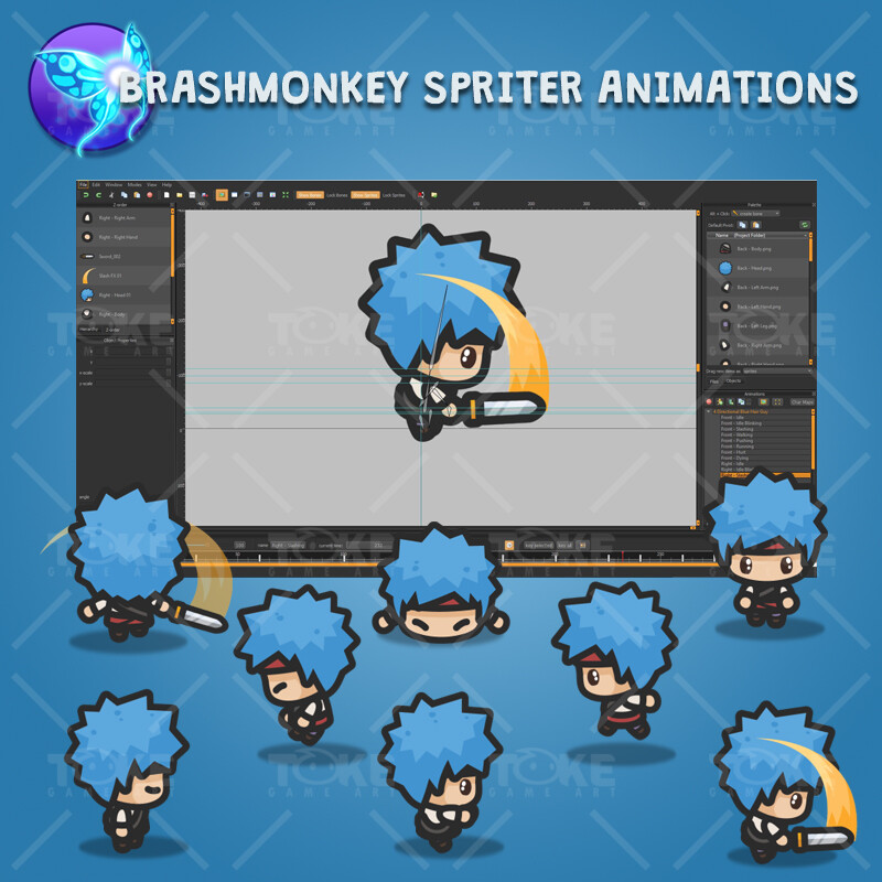 ArtStation - 4 Directional Blue Hair Guy | Game Assets