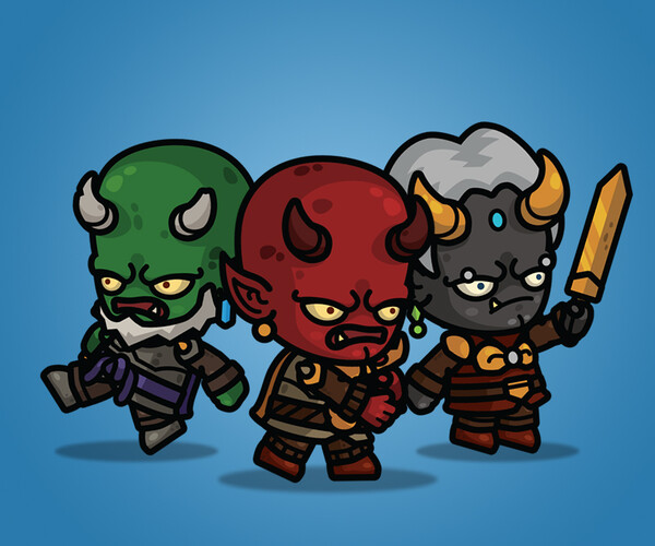ArtStation - Devil Knight 3-Packs Red Green Black | Game Assets
