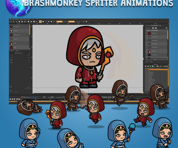 ArtStation - Big Head Wizard 3-Packs Fire Earth Water | Game Assets