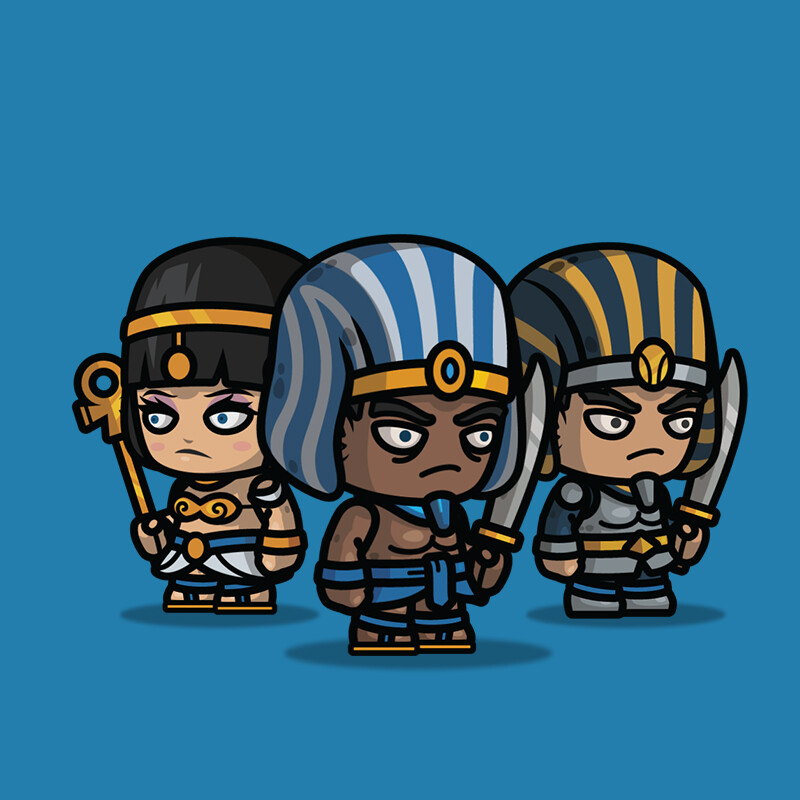ArtStation - Chibi Egyptian Warrior 3-Packs | Game Assets