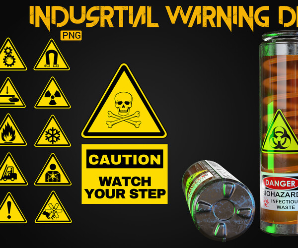 ArtStation - 75 png Warning Decals and Danger Sighns (2K) For Games And ...