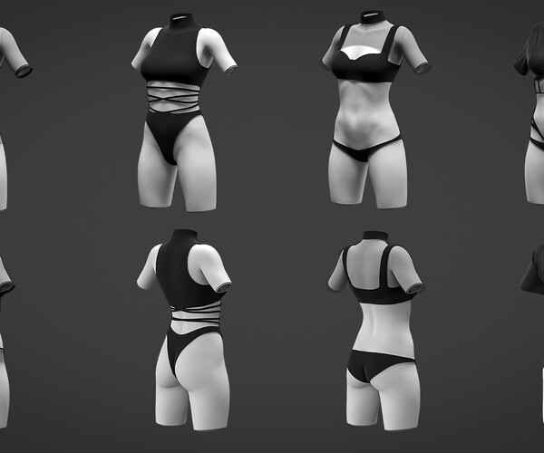 ArtStation - Set of female kits / Marvelous Designer/Clo3D project file + OBJ | Resources