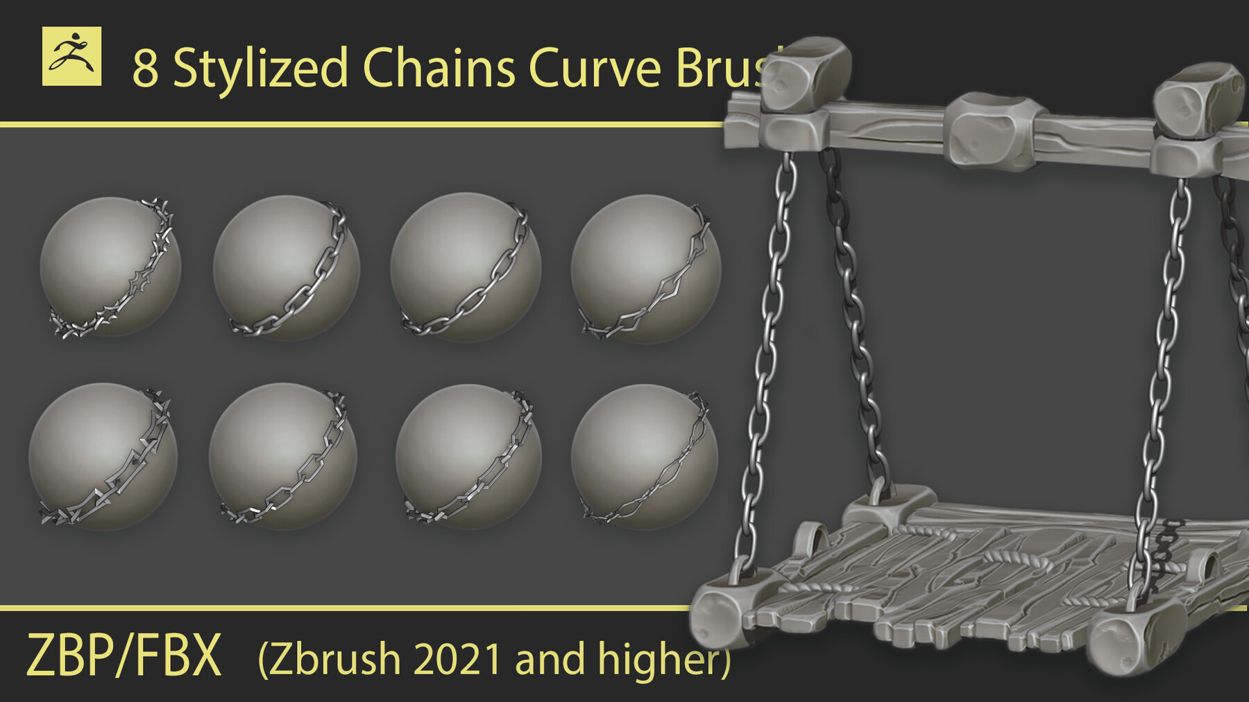 ArtStation - Stylized Chains Curve Brushes | Brushes