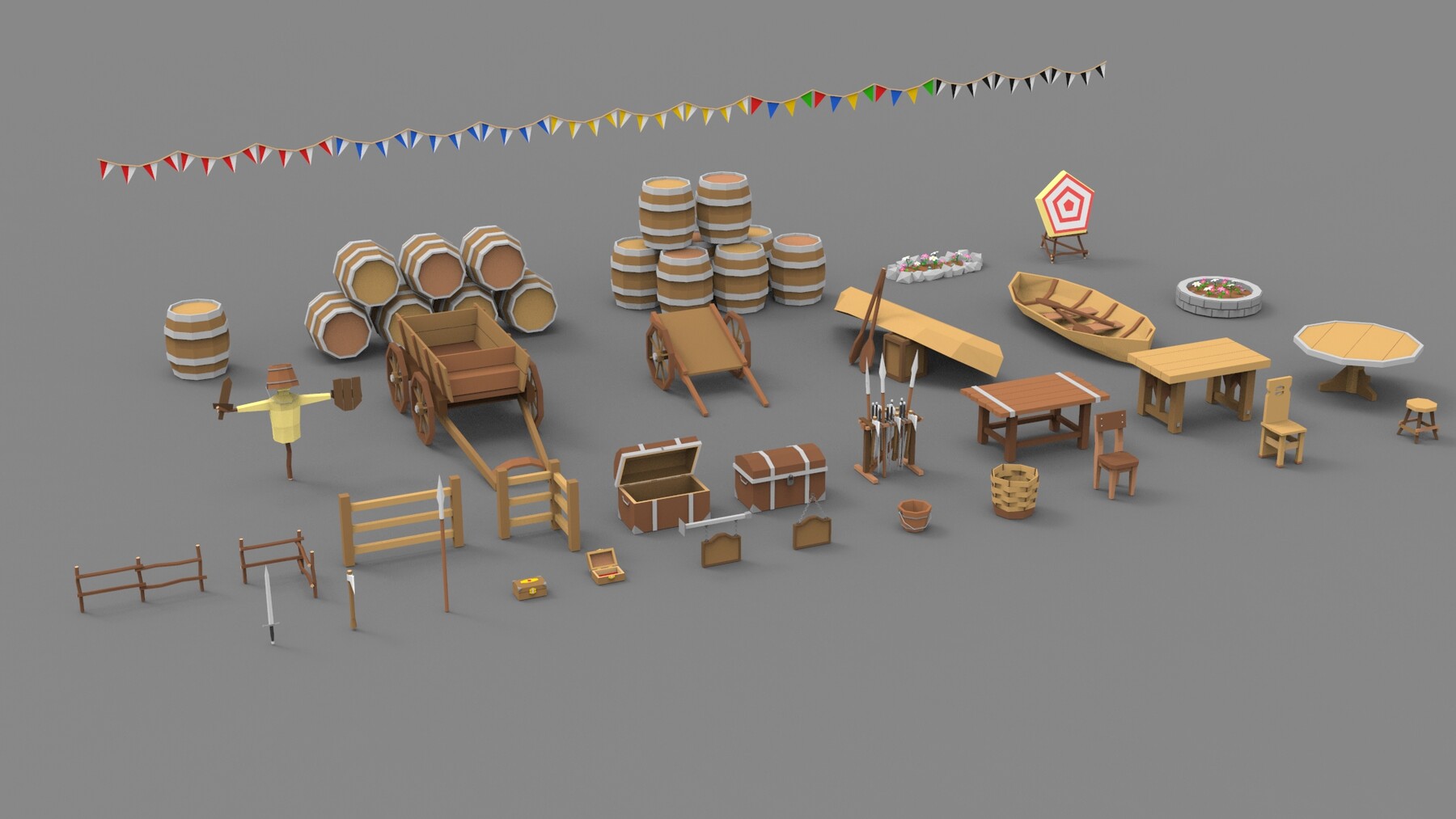 ArtStation - Low Poly Medieval Exterior Pack Collection Low-poly 3D ...