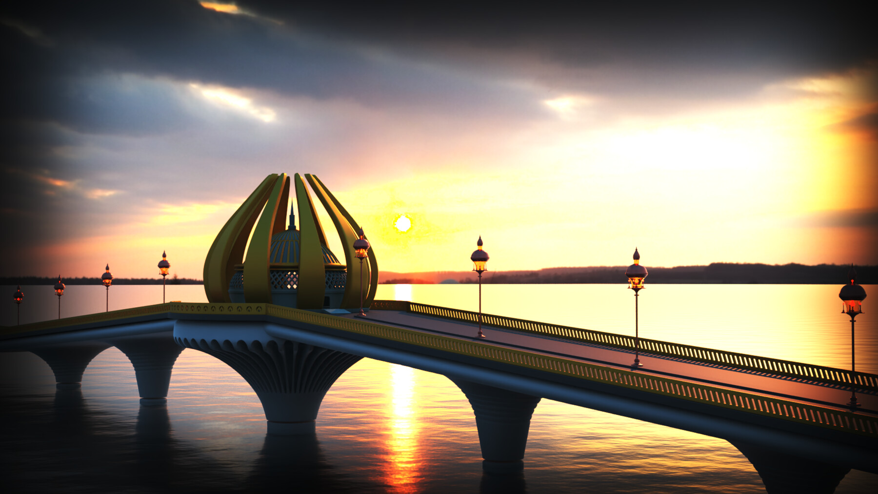 ArtStation - Fantasy Futuristic Bridge 3D model | Resources