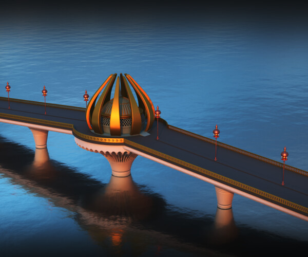 ArtStation - Fantasy Futuristic Bridge 3D model | Resources