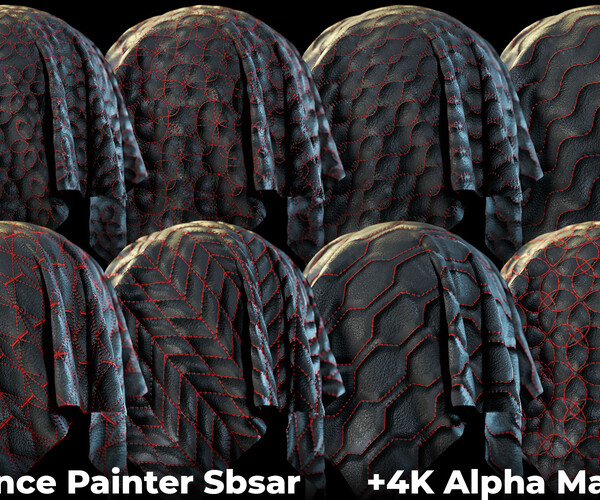 ArtStation - 50 Stitch Pattern - Substance Painter sbsar + 4k Alpha Map ...