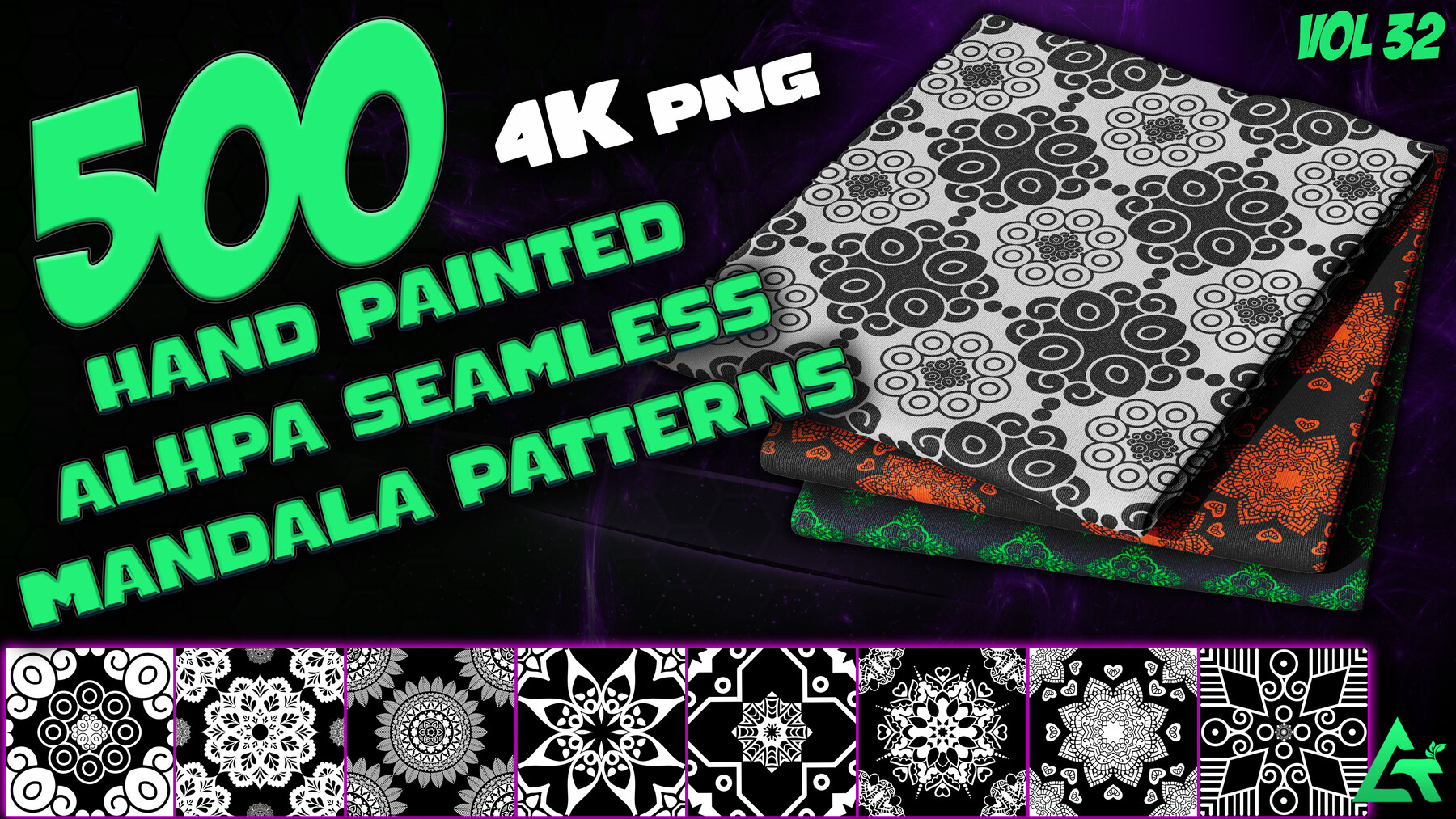 ArtStation - 500 Hand Painted Alpha Seamless Mandala Patterns (MEGA ...