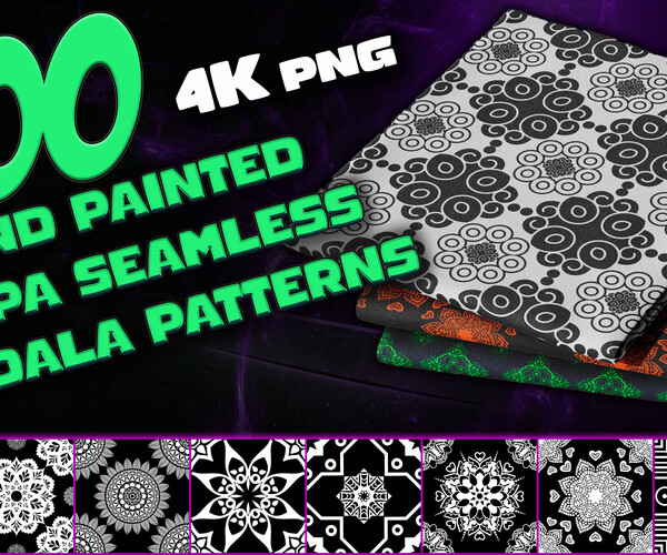 ArtStation - 500 Hand Painted Alpha Seamless Mandala Patterns (MEGA ...