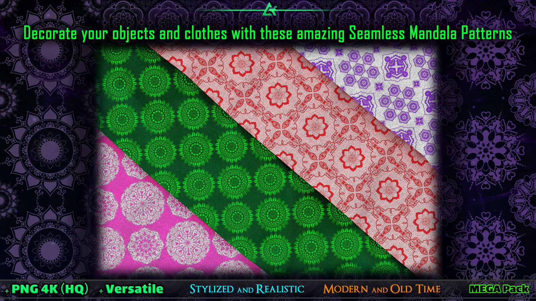 ArtStation - 500 Hand Painted Alpha Seamless Mandala Patterns (MEGA ...