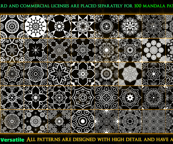ArtStation - 500 Hand Painted Alpha Seamless Mandala Patterns (MEGA ...