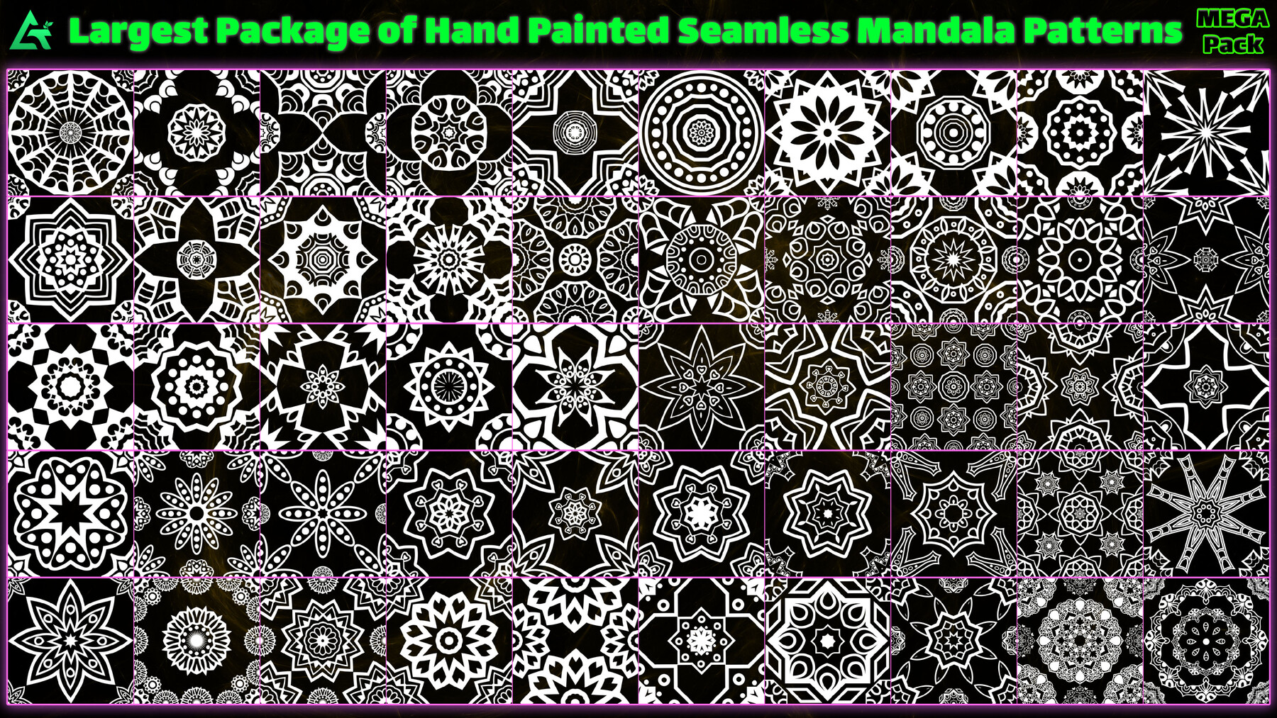 ArtStation - 500 Hand Painted Alpha Seamless Mandala Patterns (MEGA ...