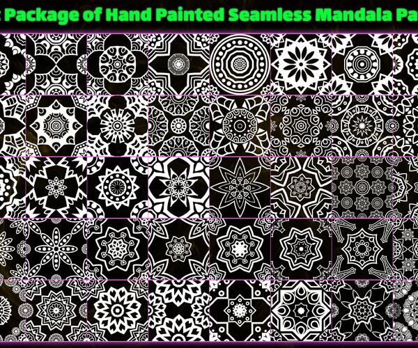 ArtStation - 500 Hand Painted Alpha Seamless Mandala Patterns (MEGA ...