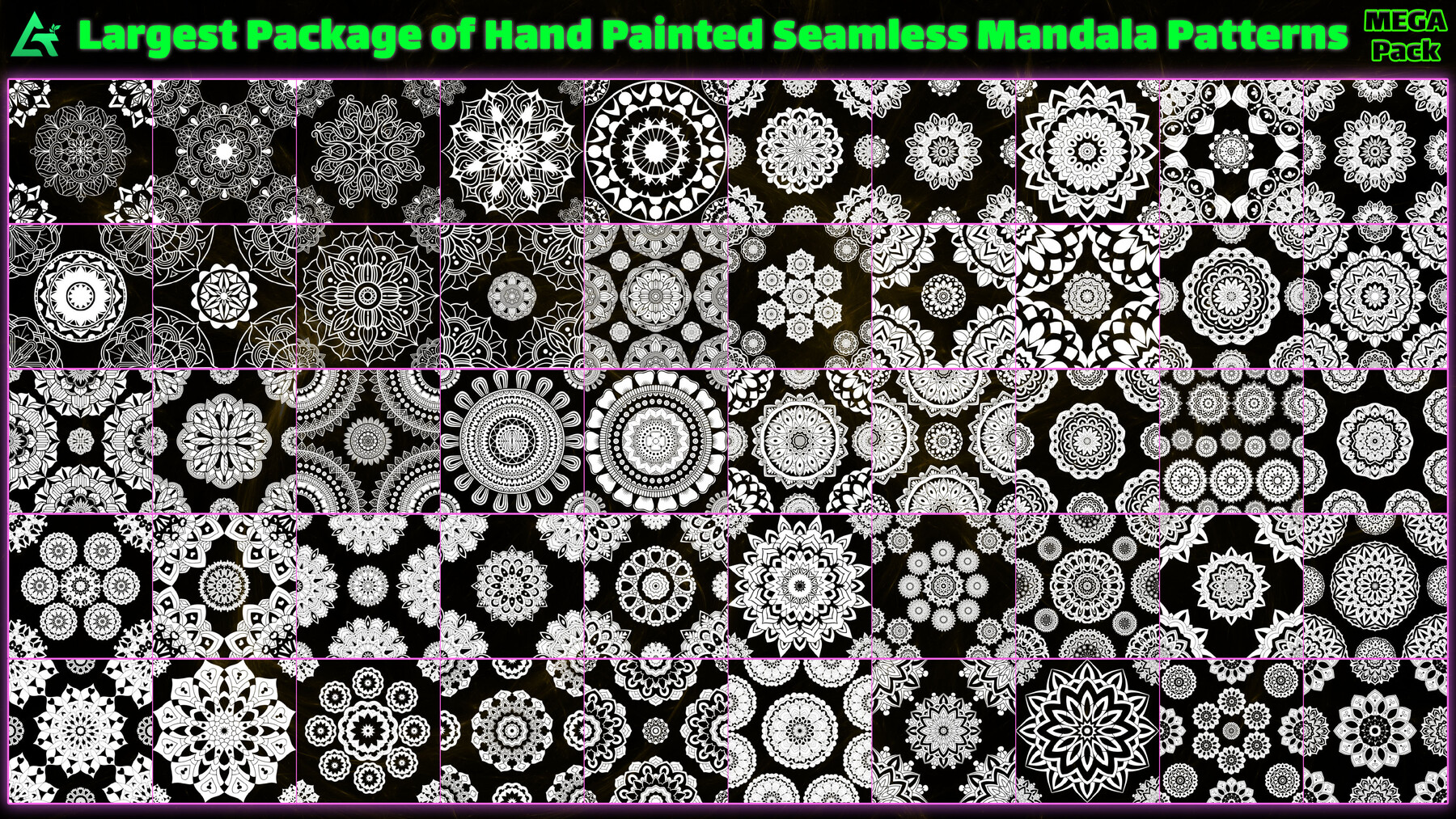 ArtStation - 500 Hand Painted Alpha Seamless Mandala Patterns (MEGA ...