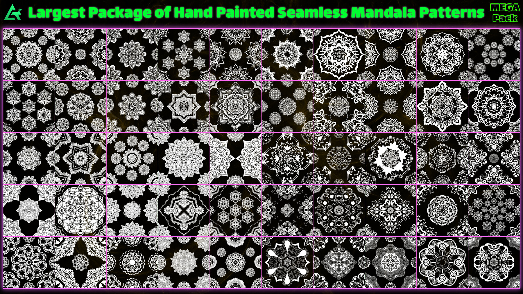 ArtStation - 500 Hand Painted Alpha Seamless Mandala Patterns (MEGA ...