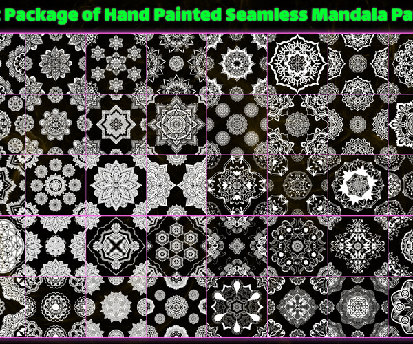 ArtStation - 500 Hand Painted Alpha Seamless Mandala Patterns (MEGA ...