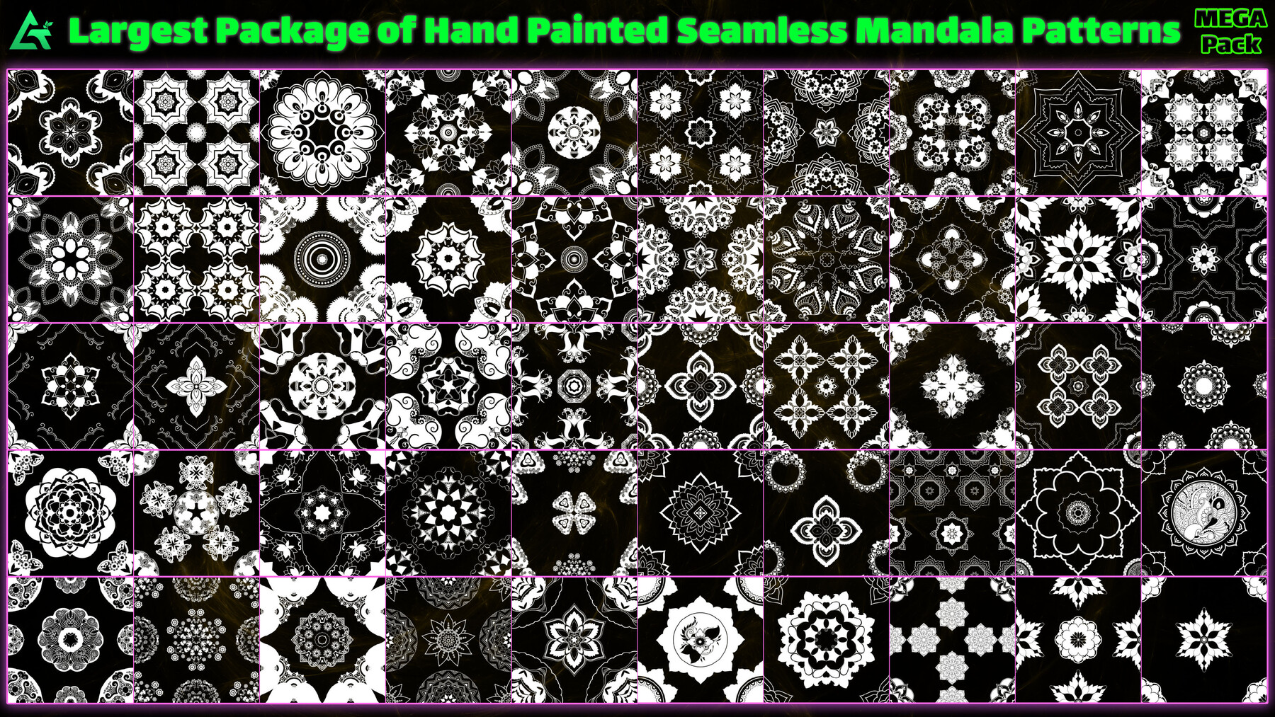 ArtStation - 500 Hand Painted Alpha Seamless Mandala Patterns (MEGA ...