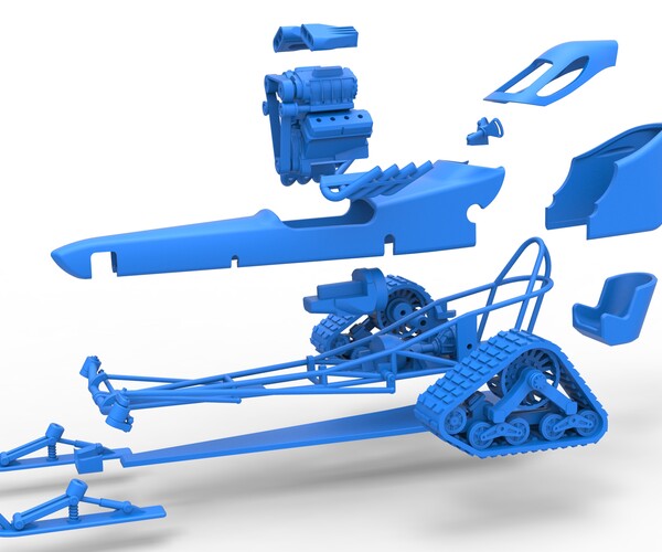 ArtStation - 3D printable Diecast Front engine old school snow dragster ...