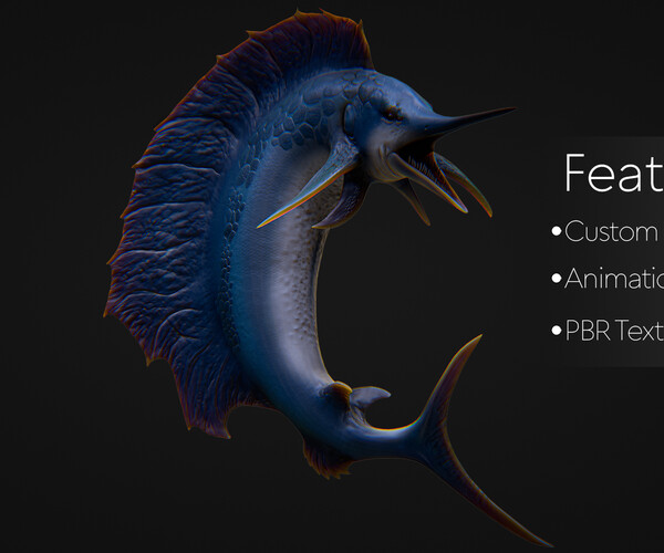 ArtStation - Monster fish / Fish low poly model / Sailfish lowpoly fish ...