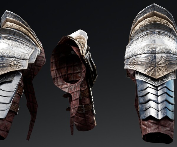 ArtStation - Female Knight Shoulder Armor Set LowPoly | Game Assets