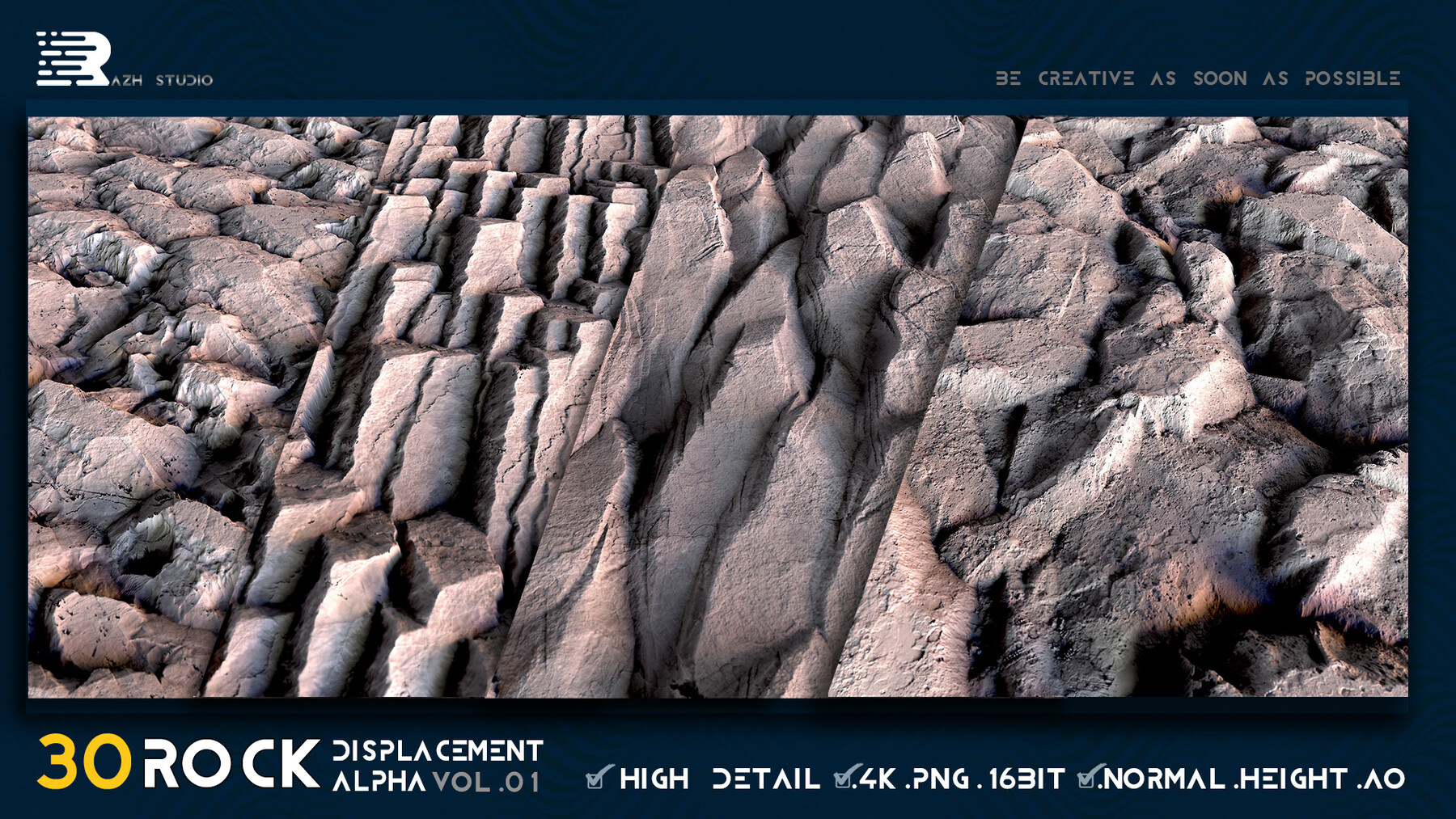 ArtStation - 30 Rock Displacement Alpha - Vol 01 | Game Assets