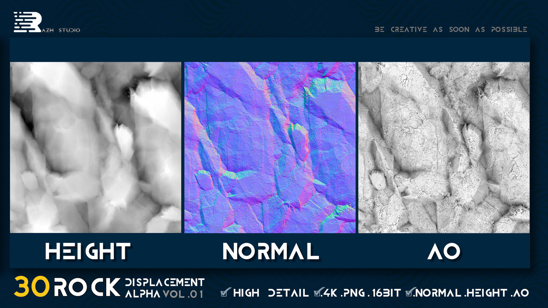 ArtStation - 30 Rock Displacement Alpha - Vol 01 | Game Assets