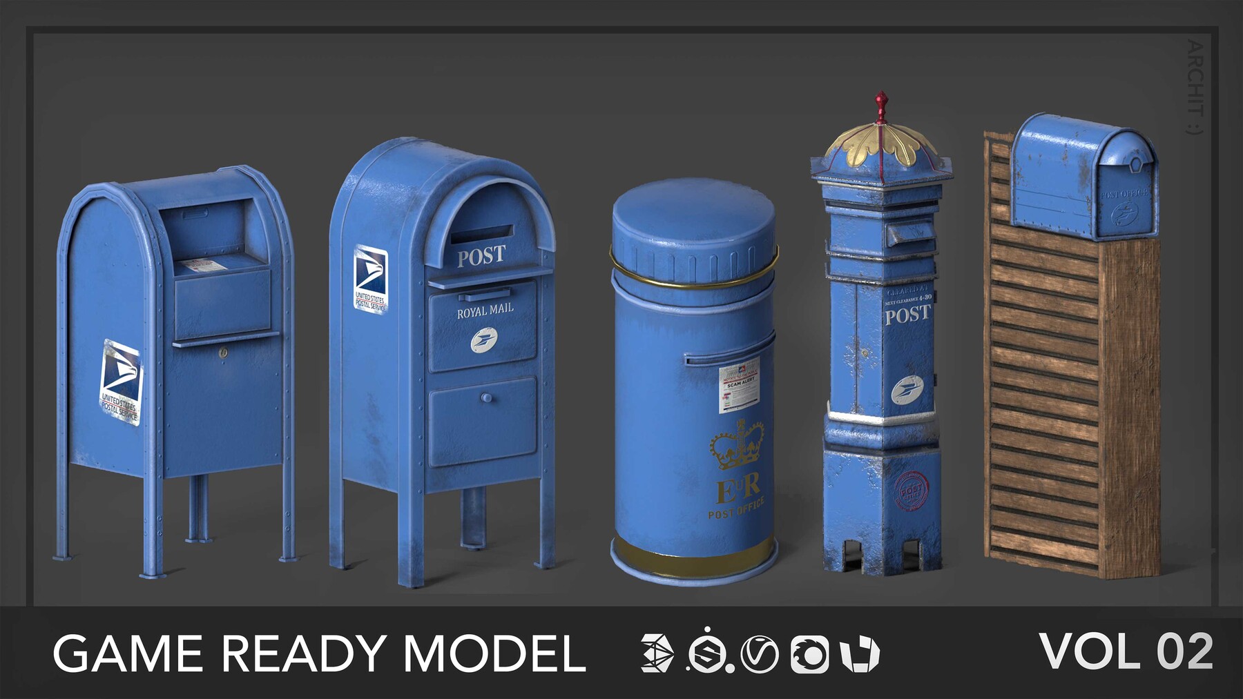 ArtStation - 10 Post Office + Material | Game Assets