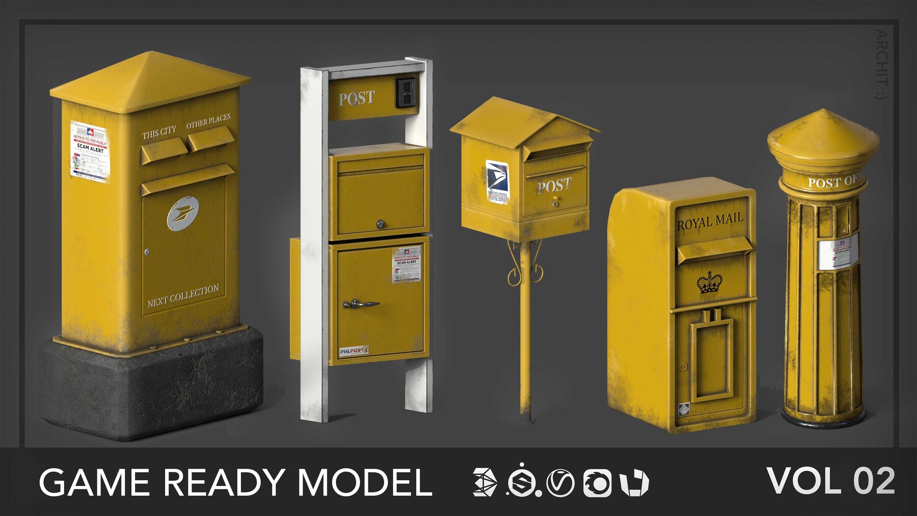 ArtStation - 10 Post Office + Material | Game Assets