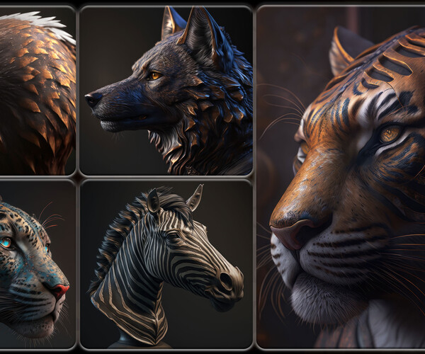 ArtStation - 300 Animal Head Sculpt Reference Pack | 4K | v.11 | Artworks