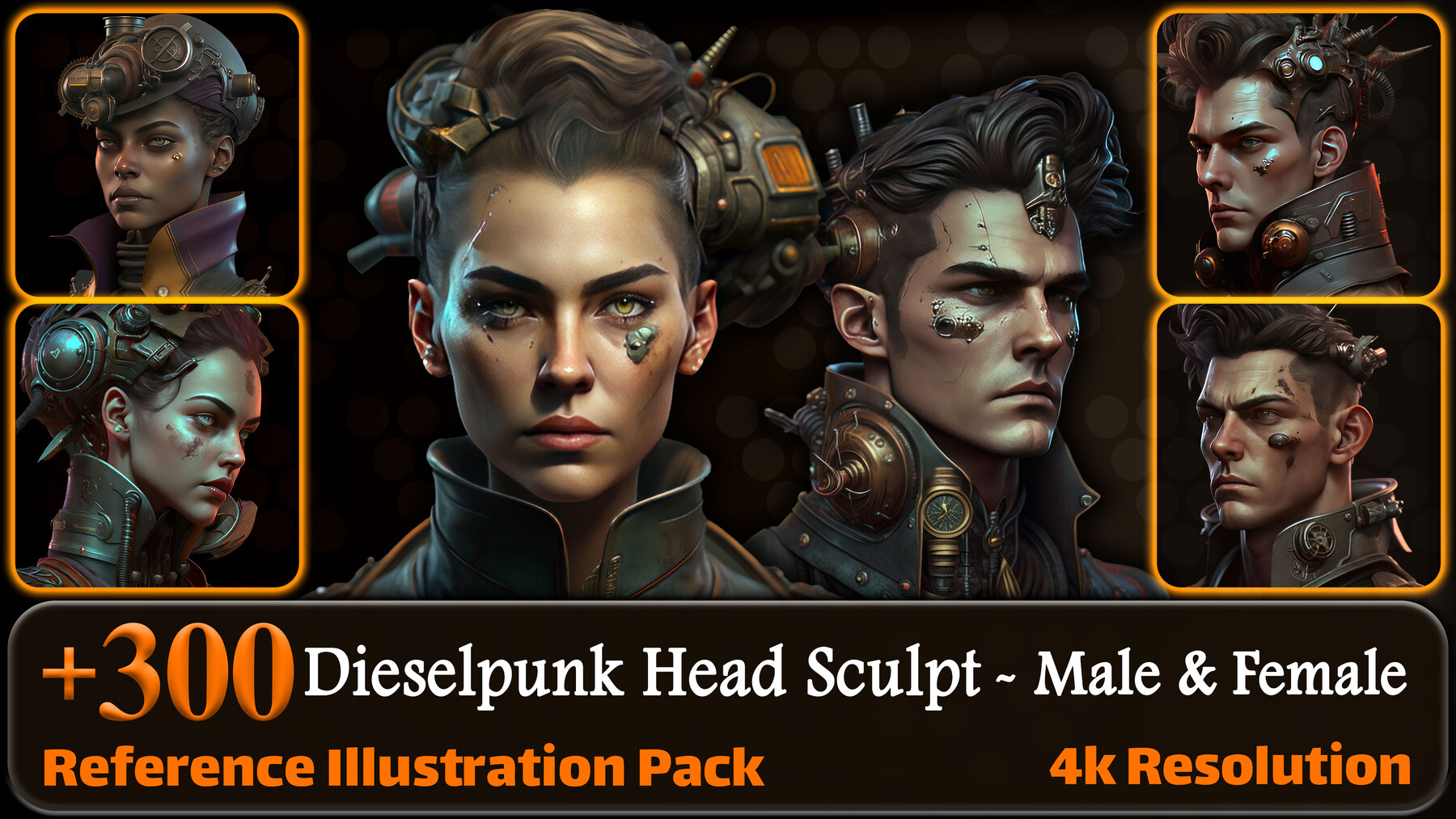 ArtStation - 300 Dieselpunk Head Sculpt (Male and Female) Reference ...