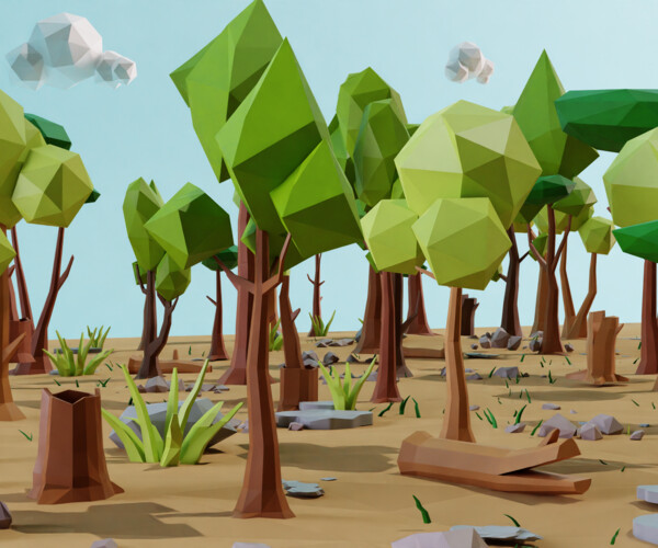 ArtStation - Low Poly tree & trunk Vol01 | Game Assets