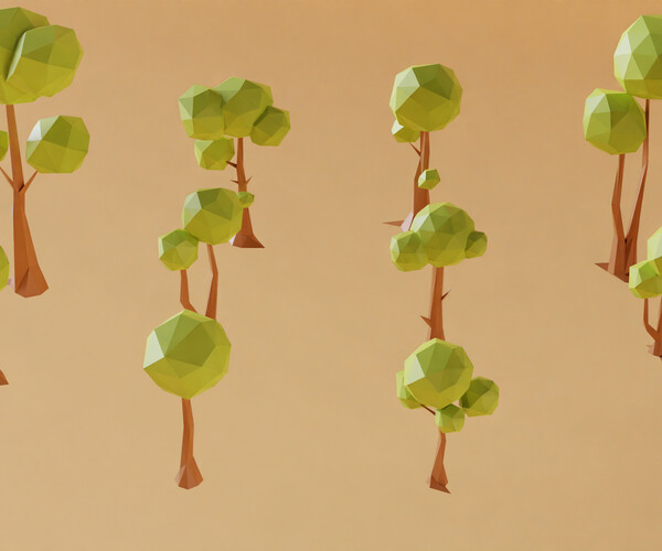 ArtStation - Low Poly tree & trunk Vol01 | Game Assets