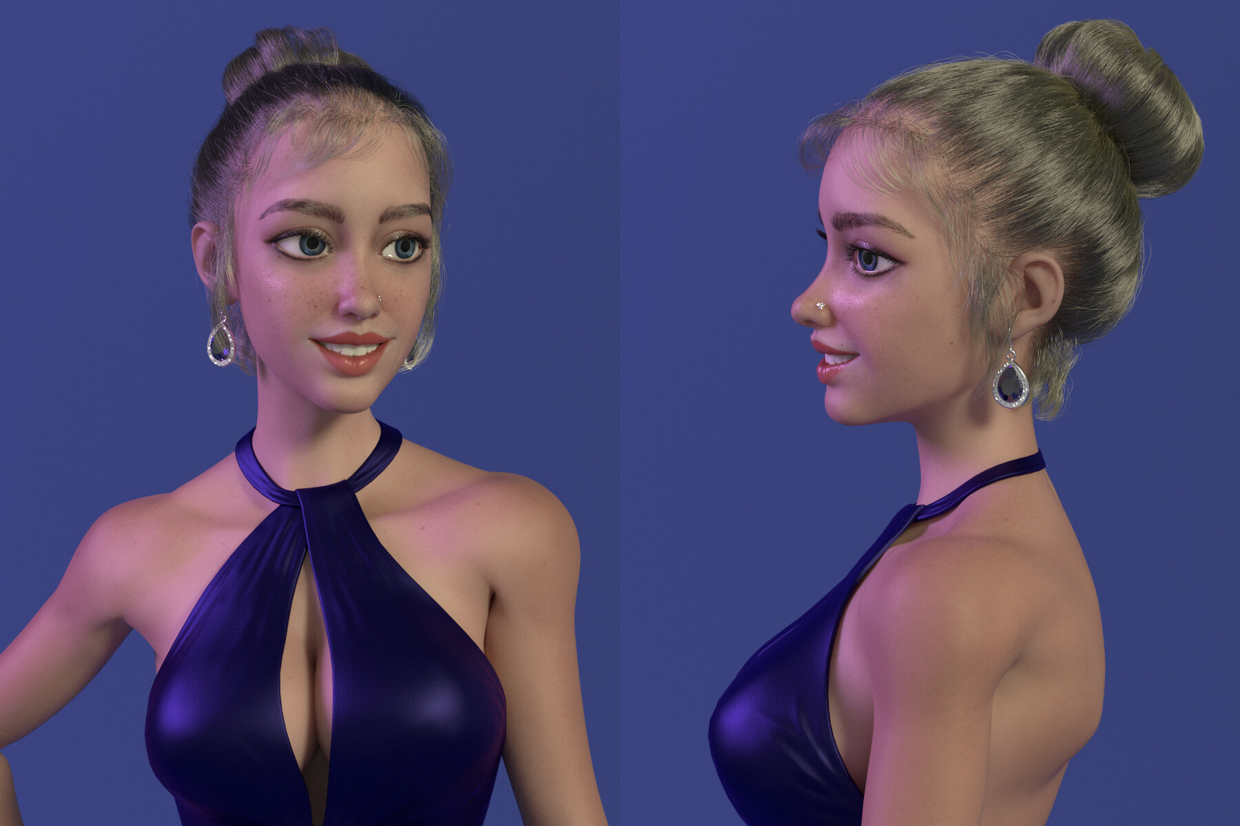 ArtStation - Diana is a female character Rigged in Maya Arnold and Redshift Low-poly 3D model ...