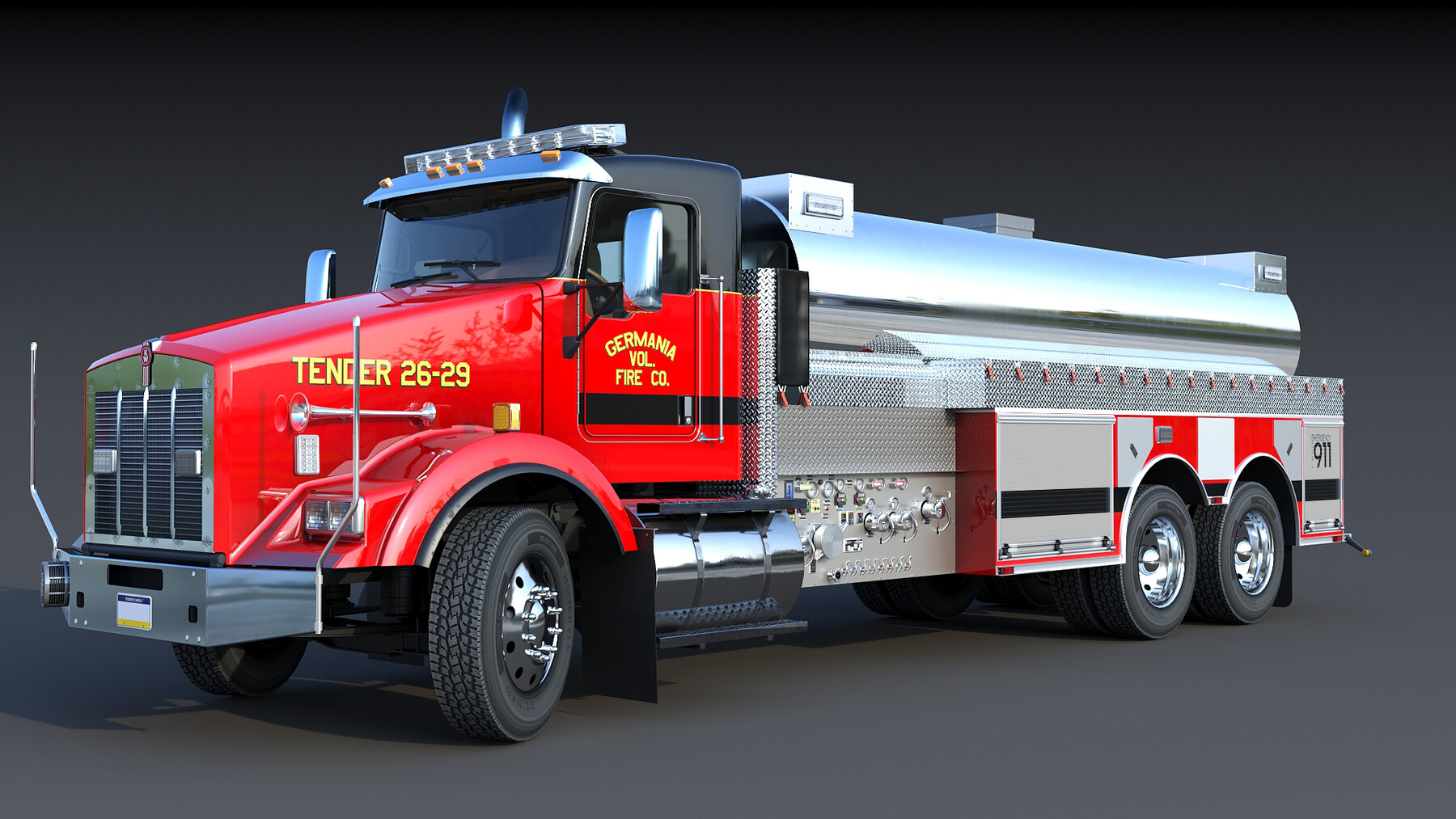 ArtStation - Kenworth T800 Fire tanker truck | Game Assets